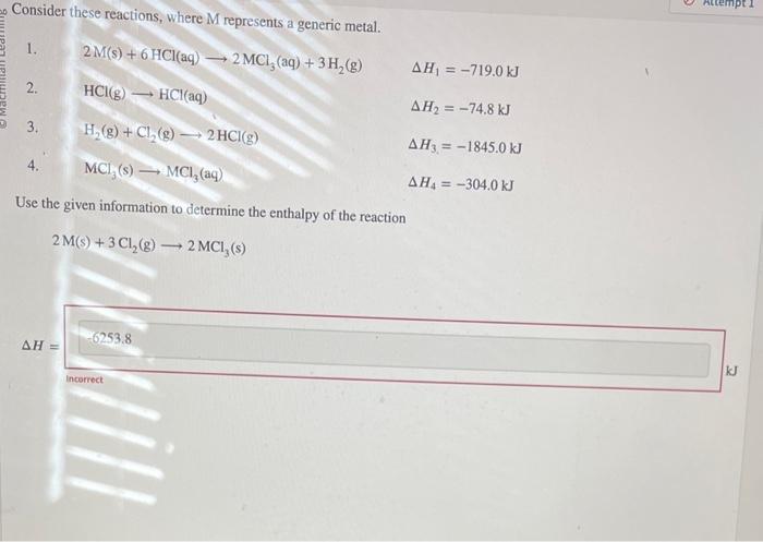 Solved Consider these reactions, where M represents a | Chegg.com