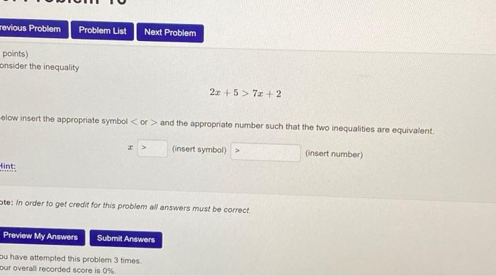 Solved revious Problem Problem List Next Problem points) | Chegg.com
