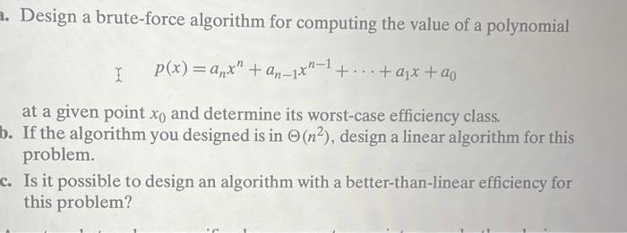 Solved Design a brute-force algorithm for computing the | Chegg.com