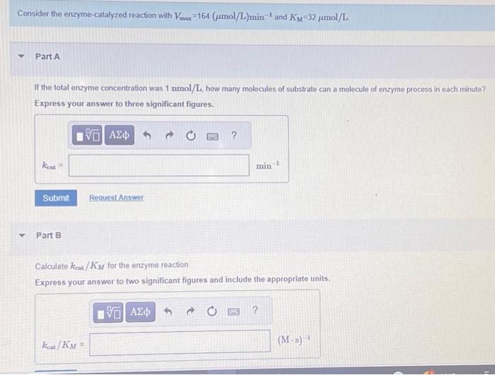Solved Consider the enzyme-catalyzed reaction with | Chegg.com