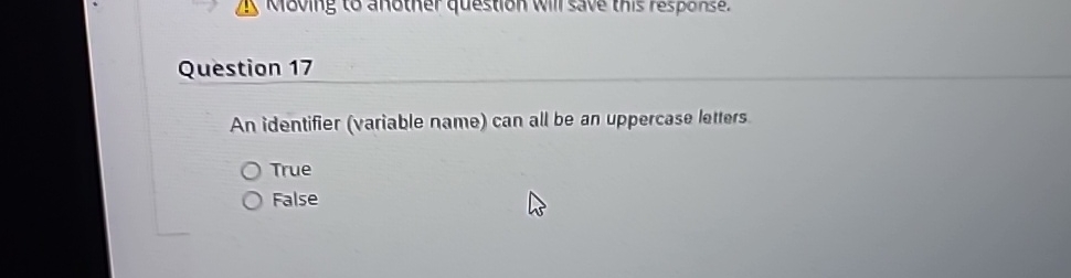 Solved Question 17An identifier (variable name) ﻿can all be | Chegg.com