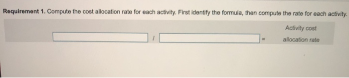Solved Requirement 1. Compute the cost allocation rate for | Chegg.com