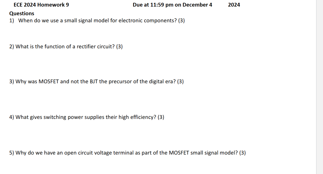 Solved ECE 2024 ﻿Homework 9Due at 11:59 ﻿pm on December | Chegg.com
