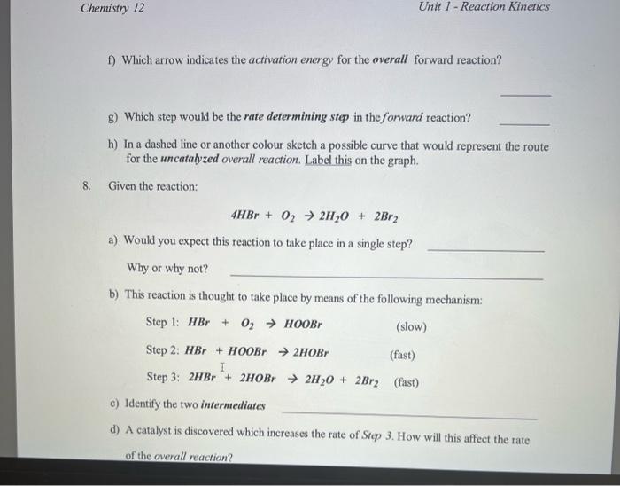Solved Chemistry 12 Unit 1 - Reaction Kinetics 1. Chemistry | Chegg.com