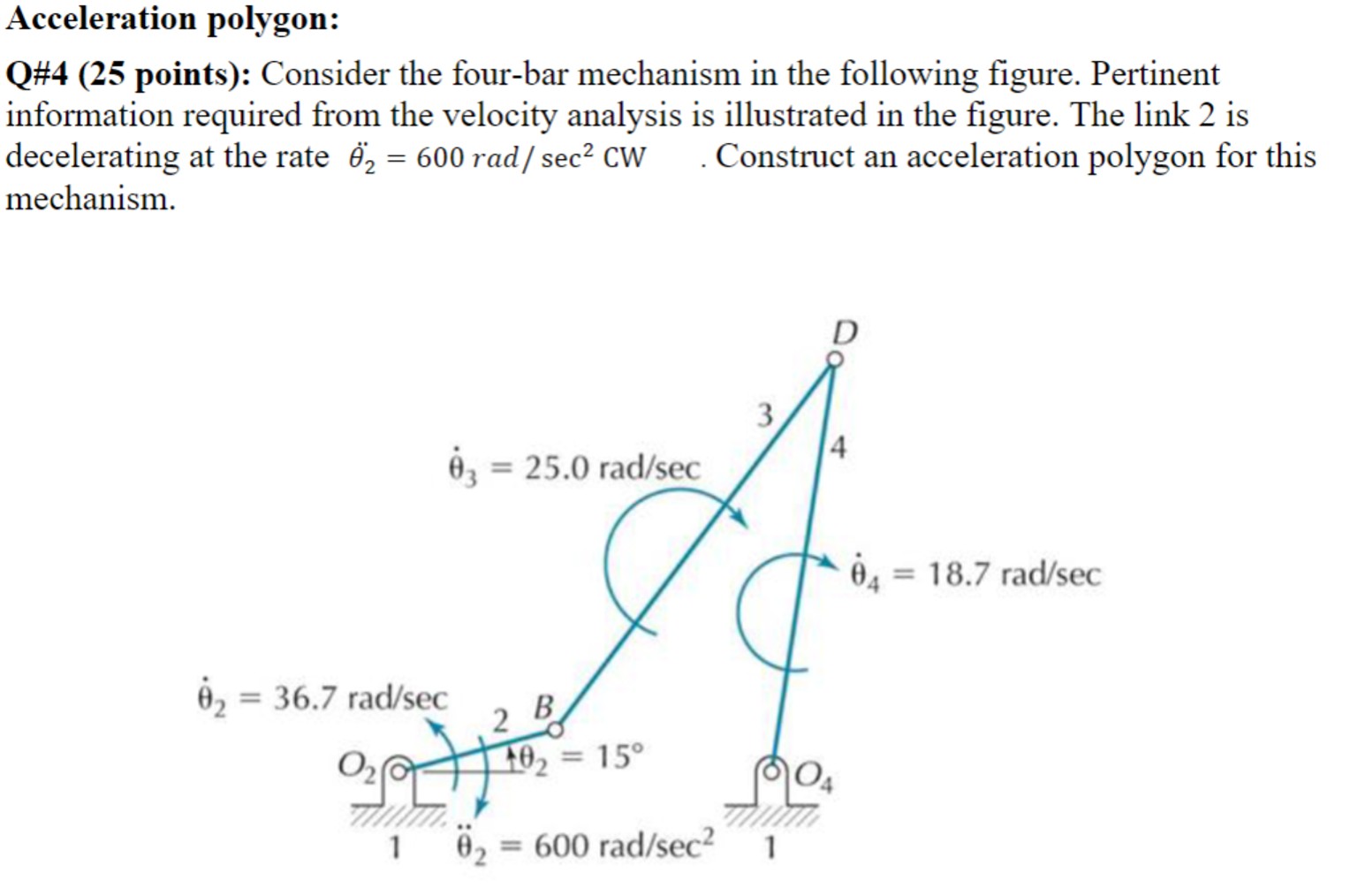 Solved Acceleration polygon:Q#4 (25 ﻿points): Consider the | Chegg.com