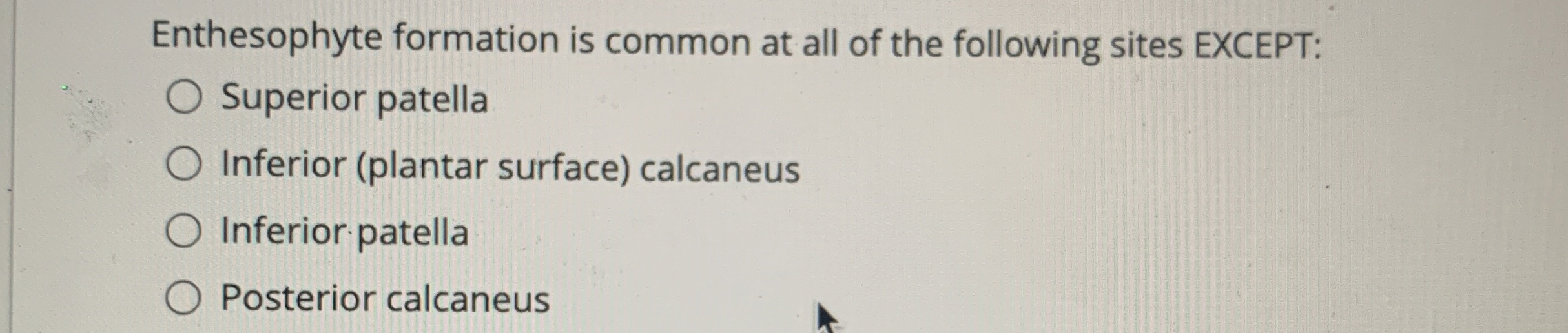 Solved Enthesophyte formation is common at all of the | Chegg.com