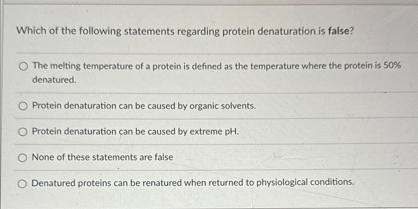 Solved Which of the following statements regarding protein | Chegg.com