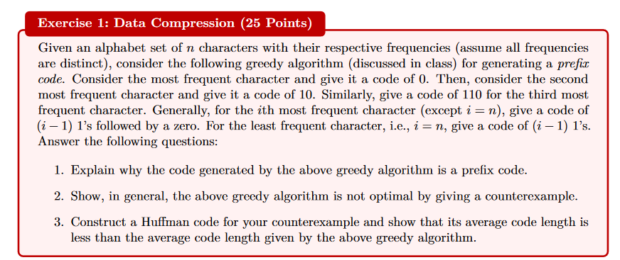 Solved Exercise 1: Data Compression (25 ﻿Points)Given an | Chegg.com