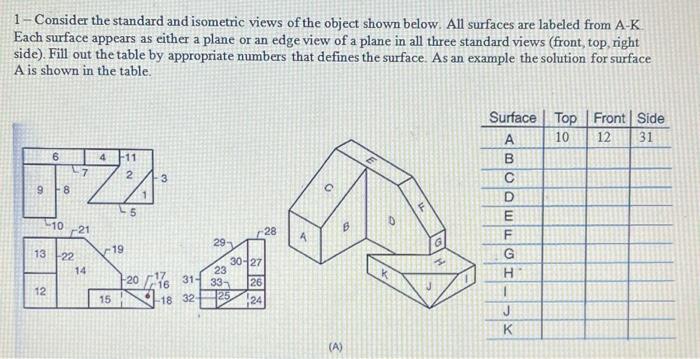 Solved 1 - Consider the standard and isometric views of the | Chegg.com