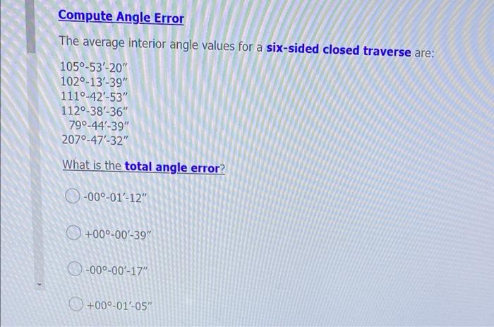 Solved Compute Angle Error The average interior angle values | Chegg.com