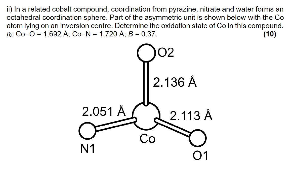 Solved ii) ﻿In a related cobalt compound, coordination from | Chegg.com