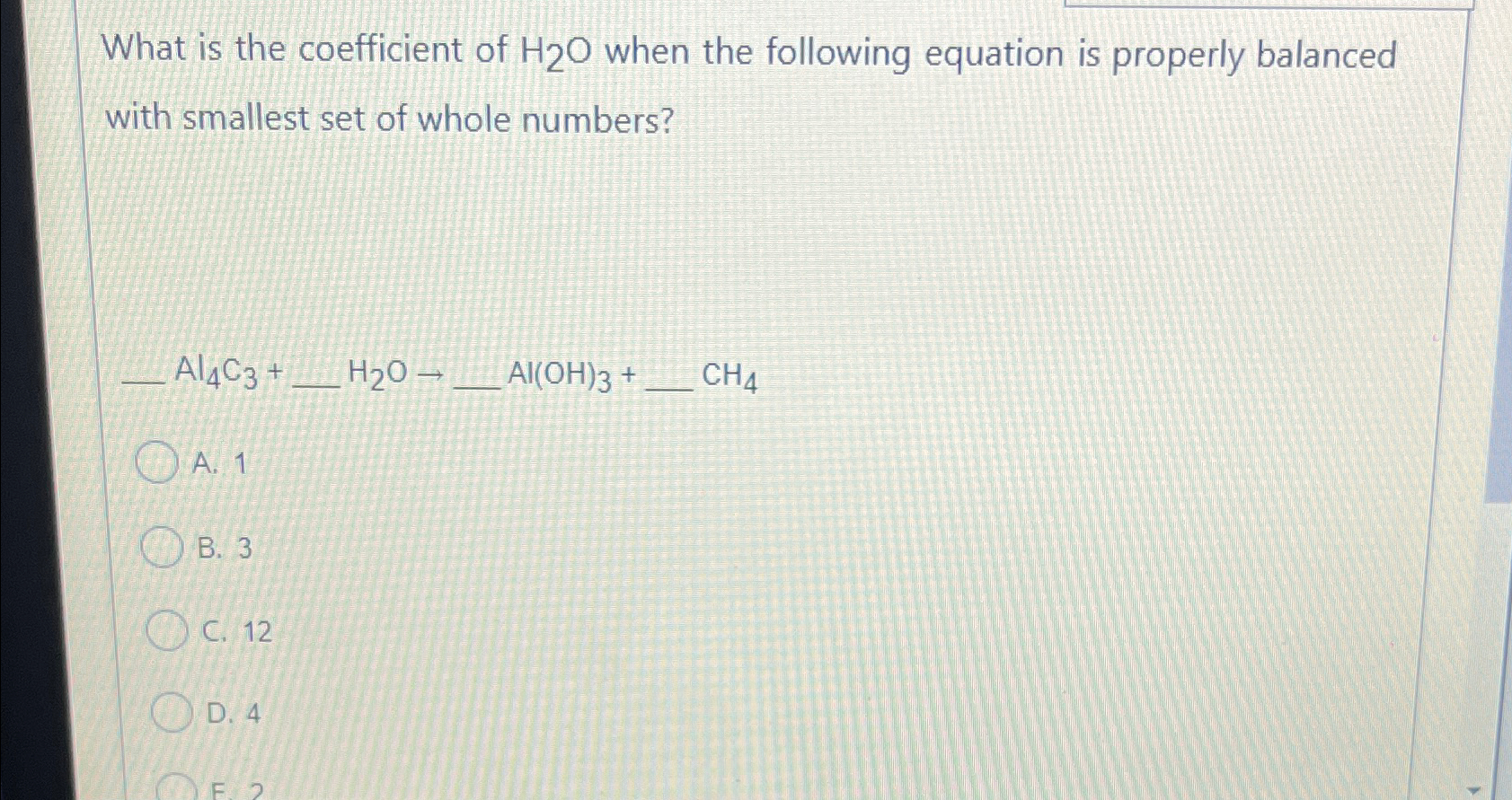 Solved What is the coefficient of H2O ﻿when the following | Chegg.com