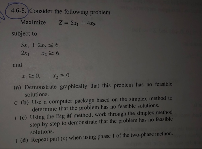 Solved 4.6-5.)Consider the following problem. Z=5x1 + 4x2 | Chegg.com