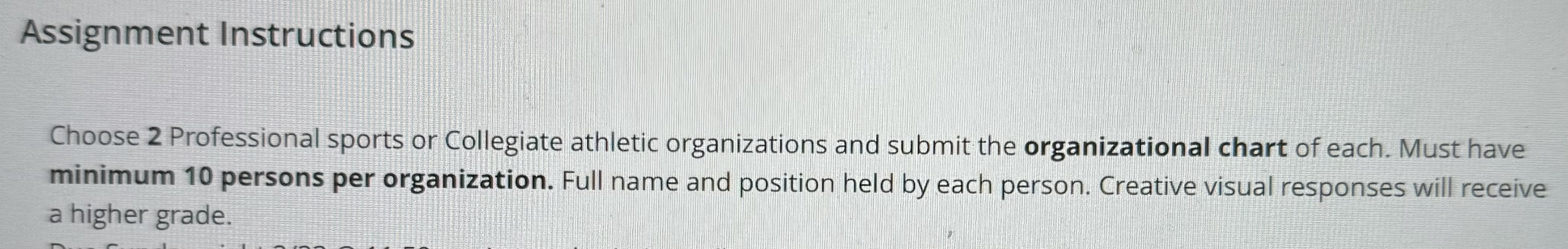 Solved Assignment InstructionsChoose 2 ﻿Professional sports | Chegg.com