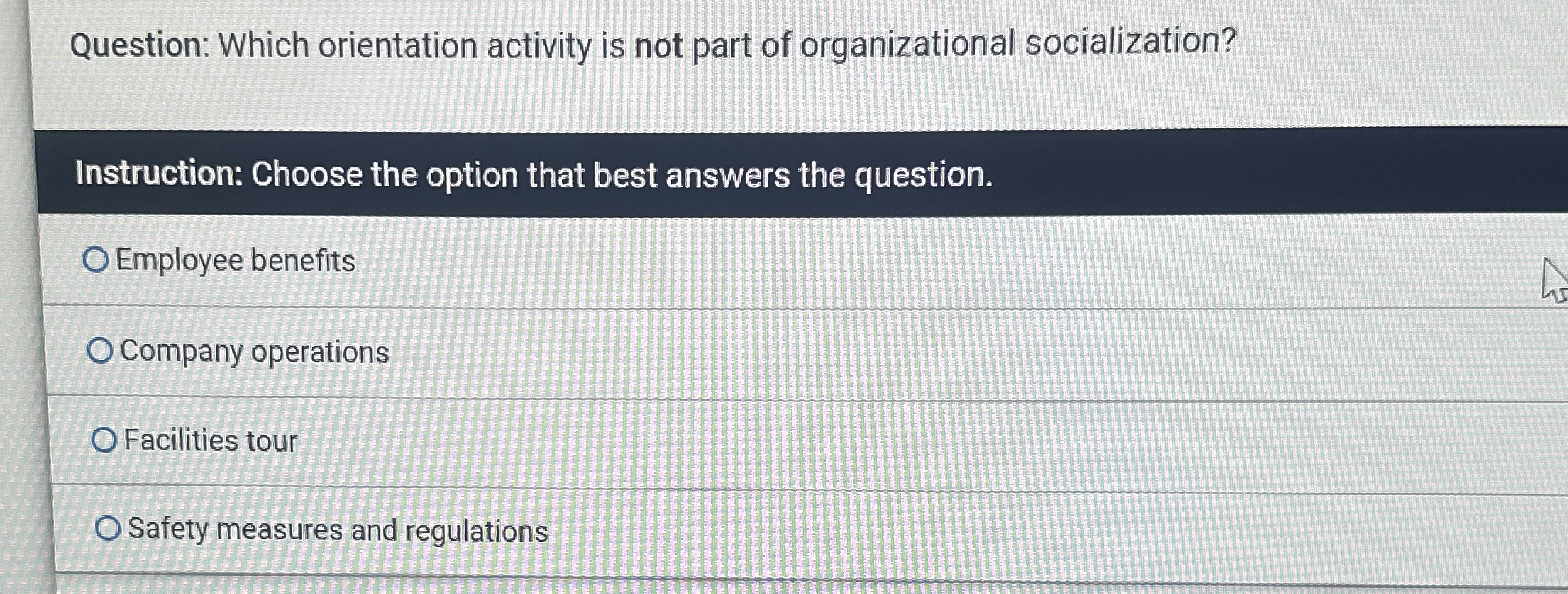 Solved Question: Which orientation activity is not part of | Chegg.com