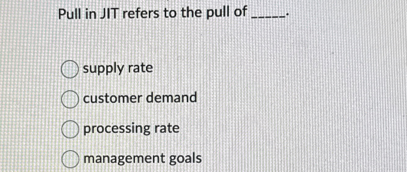 Solved Pull in JIT refers to the pull of q, .supply | Chegg.com