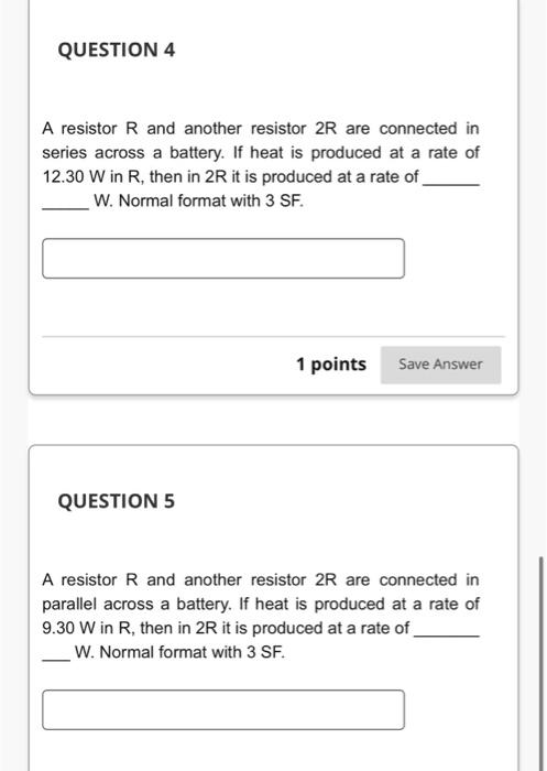 Solved A resistor R and another resistor 2R are connected in | Chegg.com
