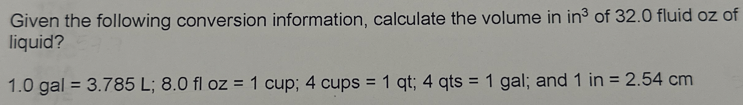 Given the following conversion information, calculate | Chegg.com