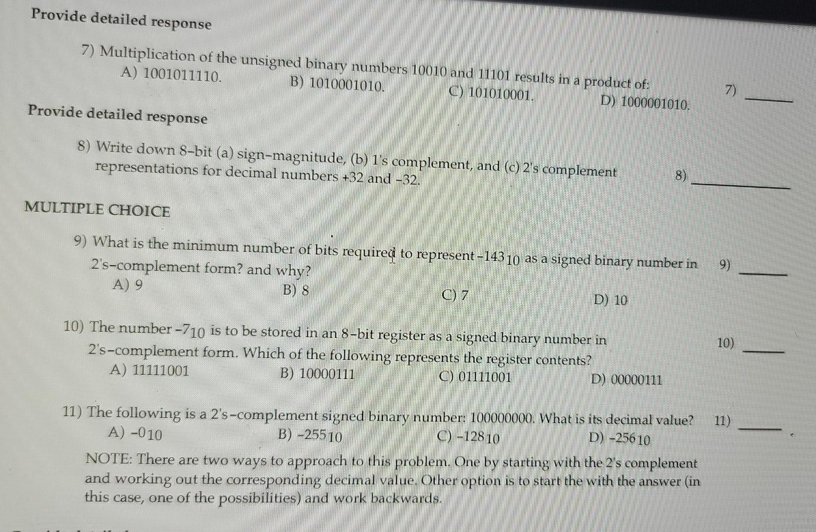 Solved Provide detailed response 7) Multiplication of the | Chegg.com