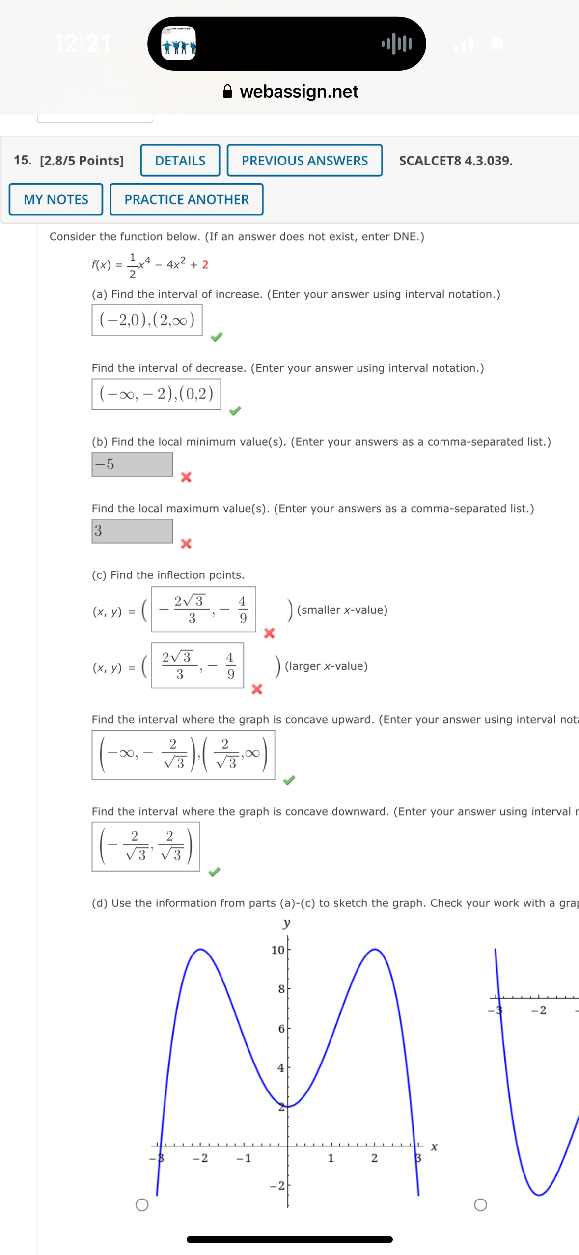 Solved Consider the function below. (If an answer does not | Chegg.com