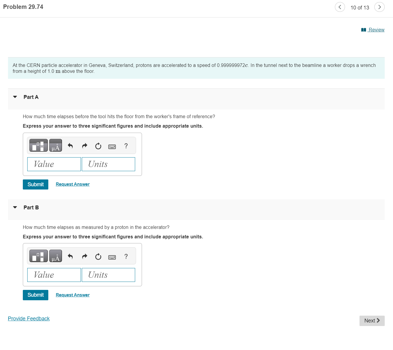 Solved At the CERN particle accelerator in Geneva, | Chegg.com