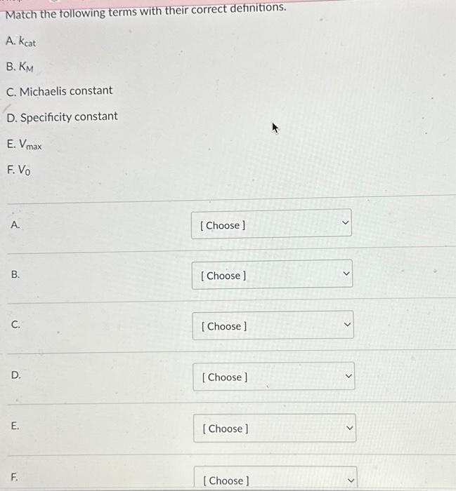 Solved The following answer choices for the fill in the | Chegg.com