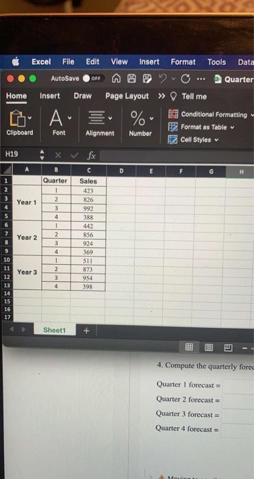 Solved Excel File Edit View Insert Format Tools Data 