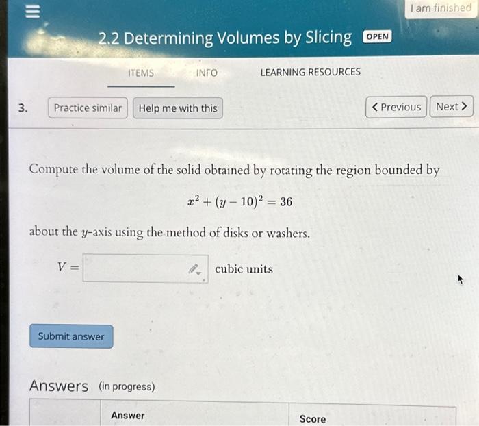 Solved Compute the volume of the solid obtained by rotating | Chegg.com