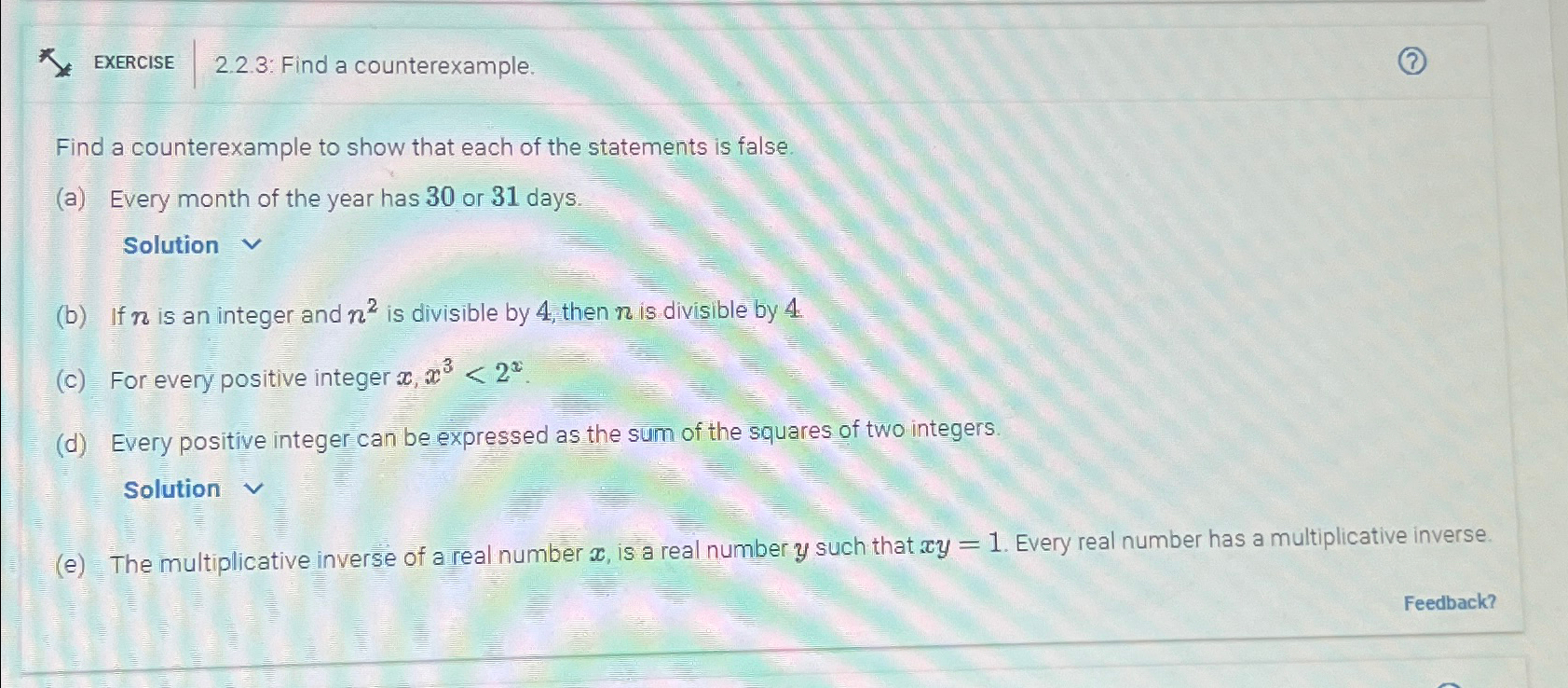 Solved EXERCISE2.2.3: Find a counterexample.(?)Find a | Chegg.com Solved EXERCISE2.2.3: Find a counterexample.(?)Find a | Chegg.com