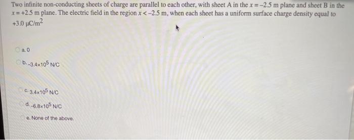 Solved Two infinite non-conducting sheets of charge are | Chegg.com