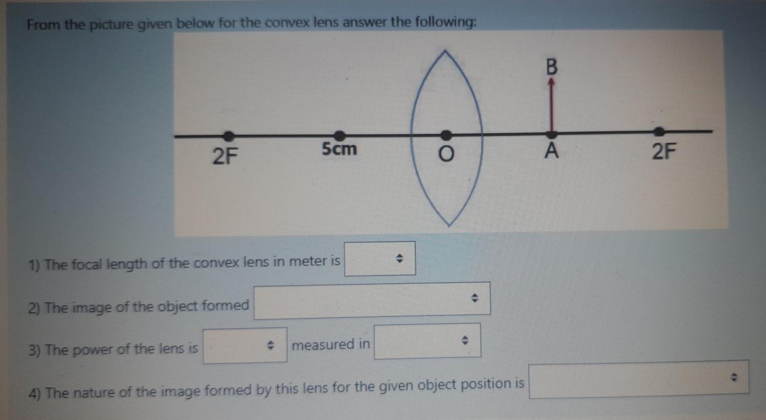 Solved From the picture given below for the convex lens | Chegg.com