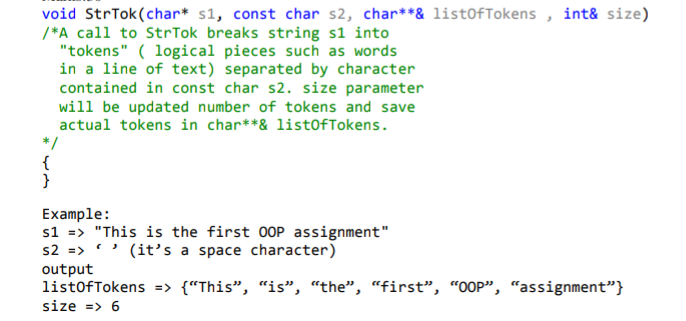 Solved void StrTok(char* si, const char s2, char**& | Chegg.com