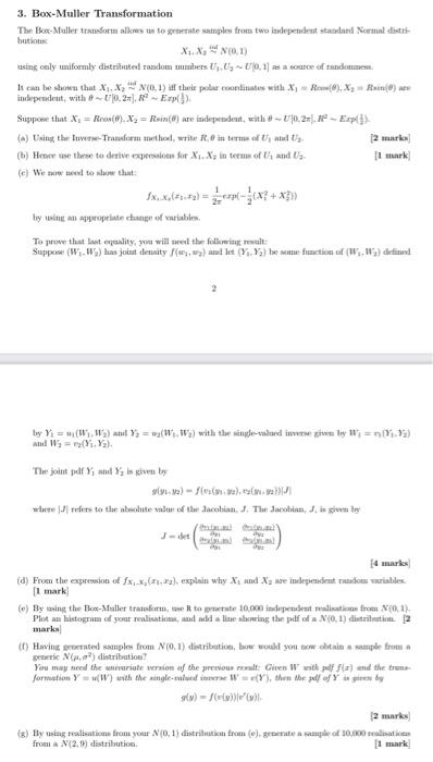 Solved 3. Box-Muller Transformation The Bot-Maller transotia | Chegg.com