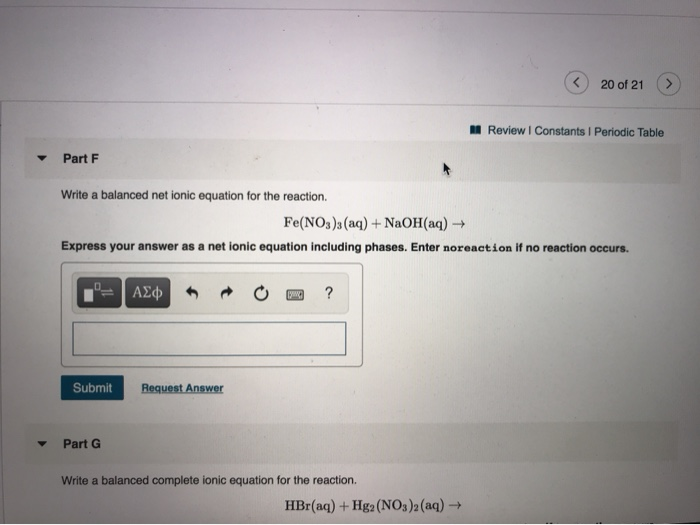 Solved 20 of 21 Review Constants Periodic Table Part A Write | Chegg.com