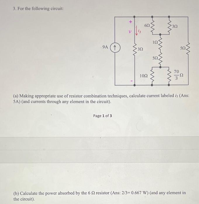 Solved 3. For the following circuit: (a) Making appropriate | Chegg.com