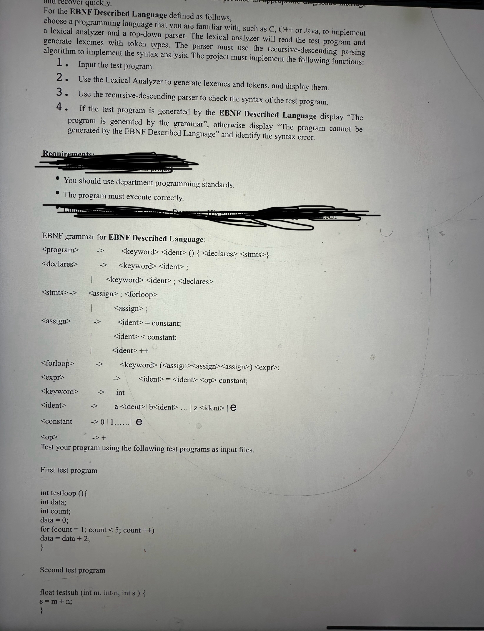 Solved and recover quickly.For the EBNF Described Language | Chegg.com