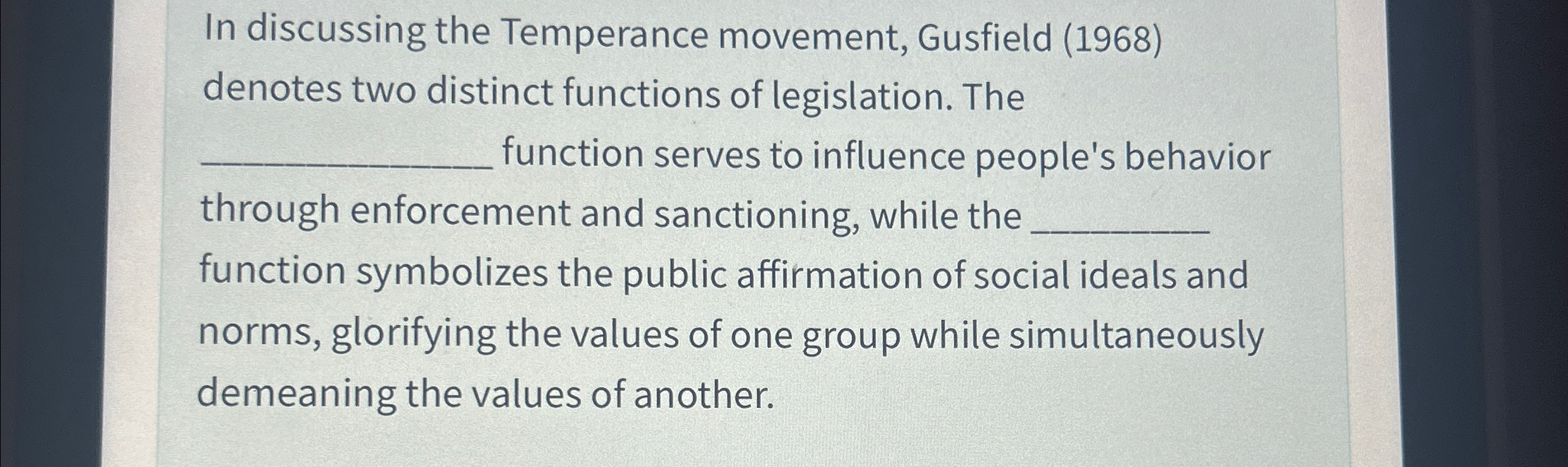 Solved In discussing the Temperance movement, Gusfield | Chegg.com