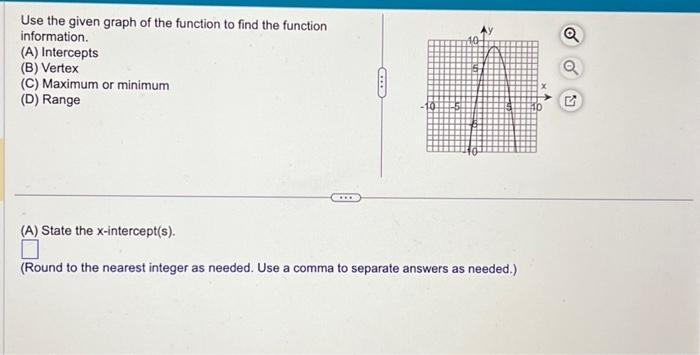Solved Use the given graph of the function to find the | Chegg.com