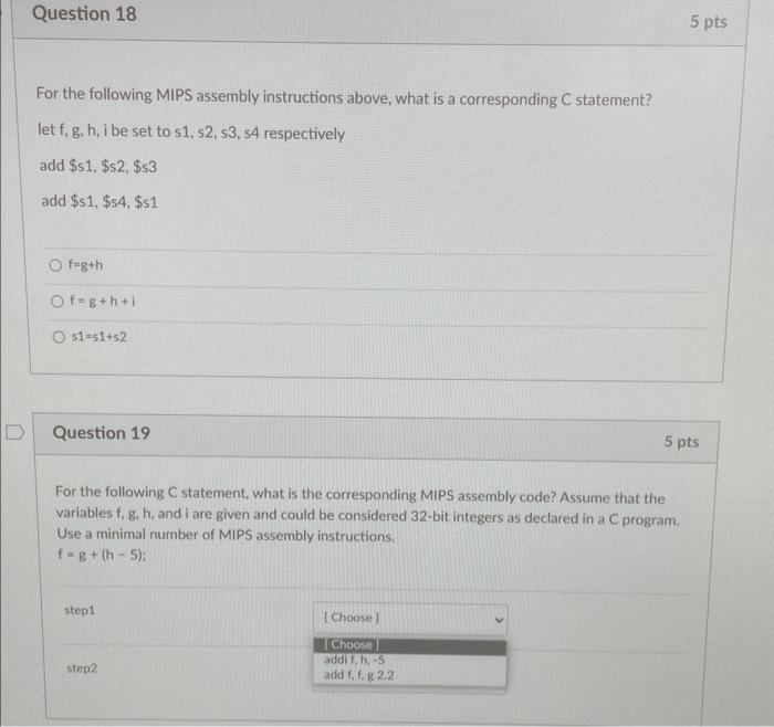 Solved For the following MIPS assembly instructions above, | Chegg.com