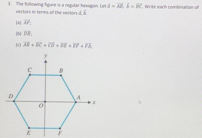 Solved 3. The following figure is a regular hexagon. Let | Chegg.com