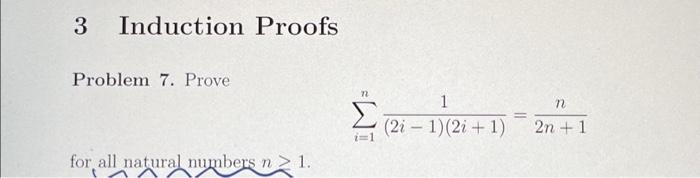 Solved Induction ProofsProve for all natural numbers n ≥ 1. | Chegg.com