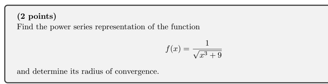 Solved (2 ﻿points)Find the power series representation of | Chegg.com
