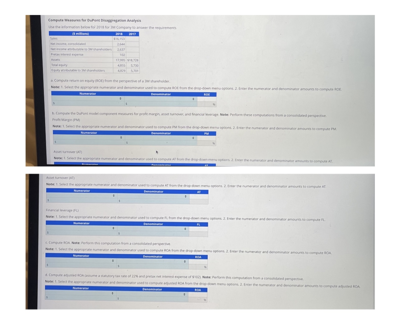 Solved Compute Measures for DuPont Disaggregation | Chegg.com
