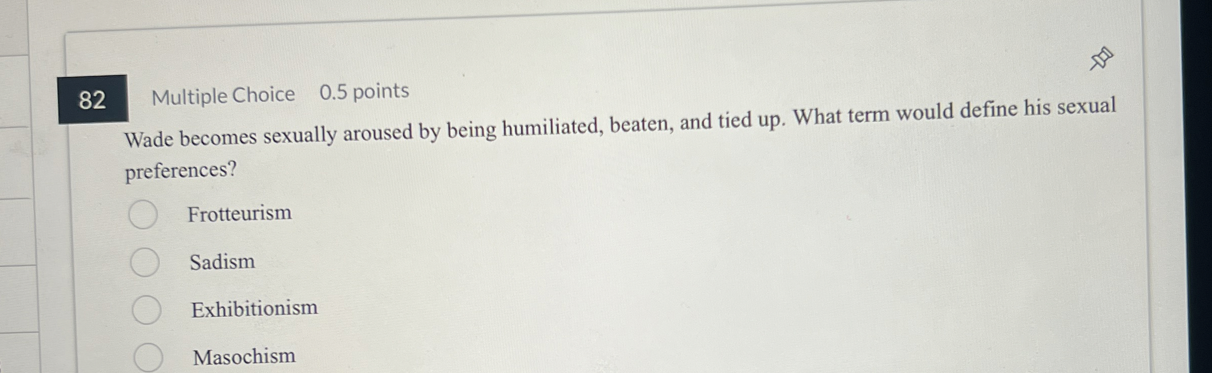 Solved Multiple Choice 0.5 ﻿pointsWade becomes sexually | Chegg.com