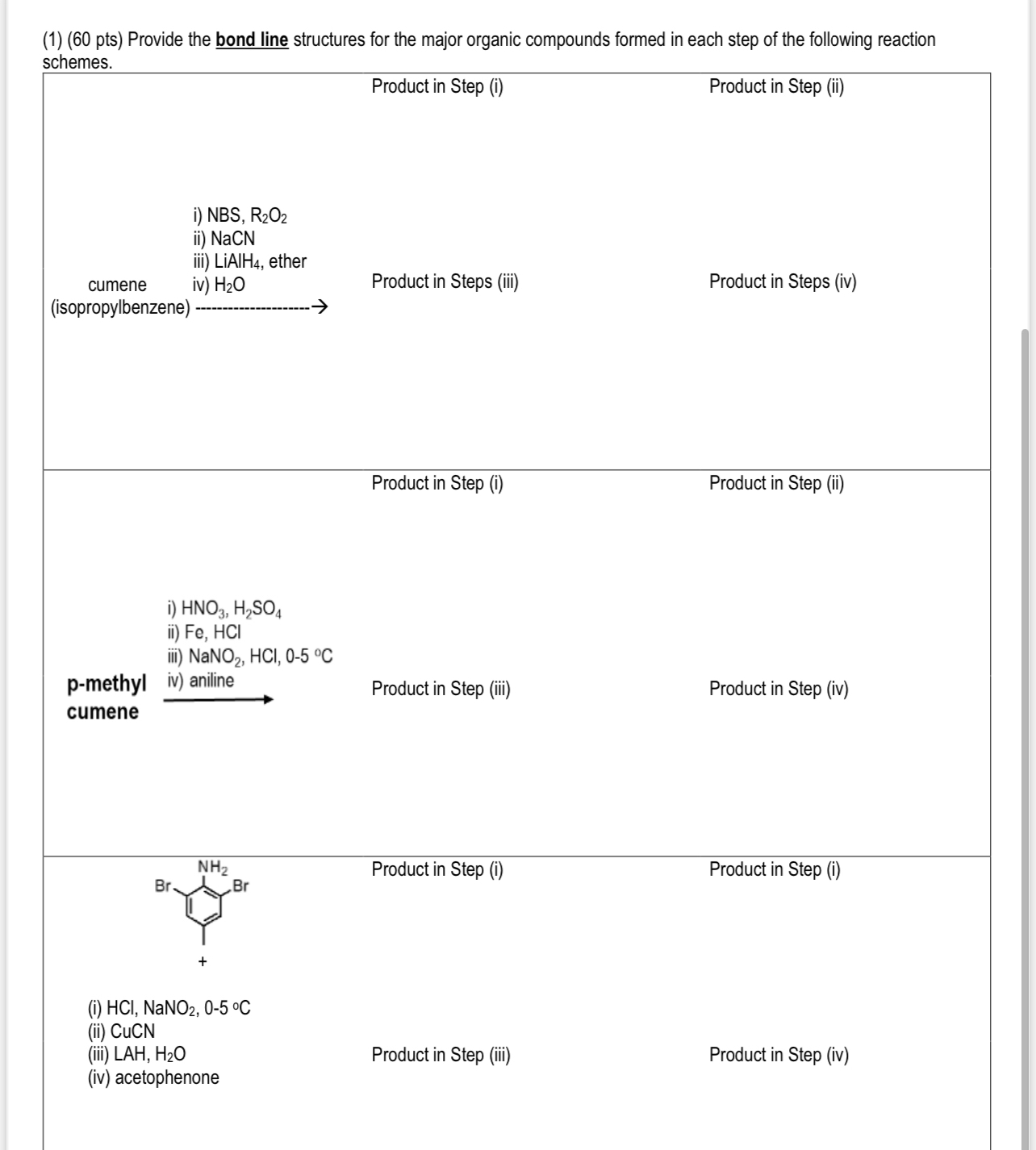Solved (1) (60 ﻿pts) ﻿Provide the bond line structures for | Chegg.com