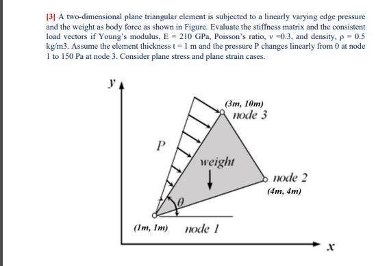 Solved [3] A two-dimensional plane triangular element is | Chegg.com