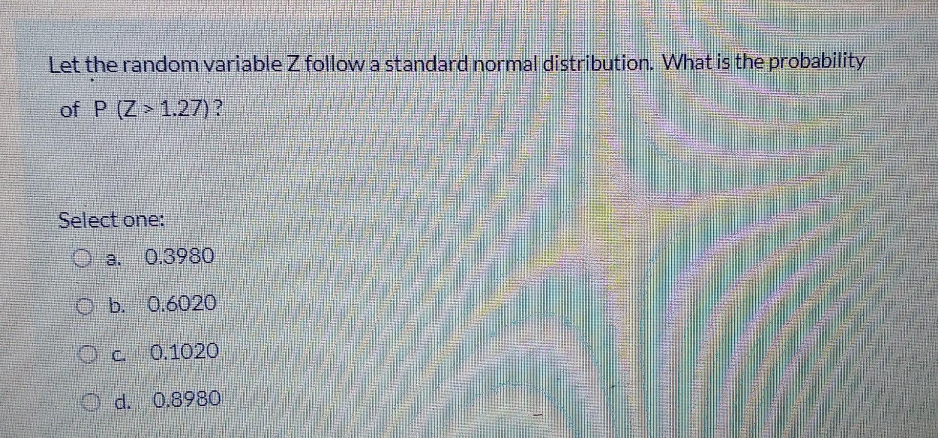 Solved Let the random variable Z follow a standard normal | Chegg.com