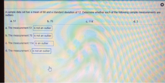 Solved o A sample data set has a mean of 68 and a standard | Chegg.com