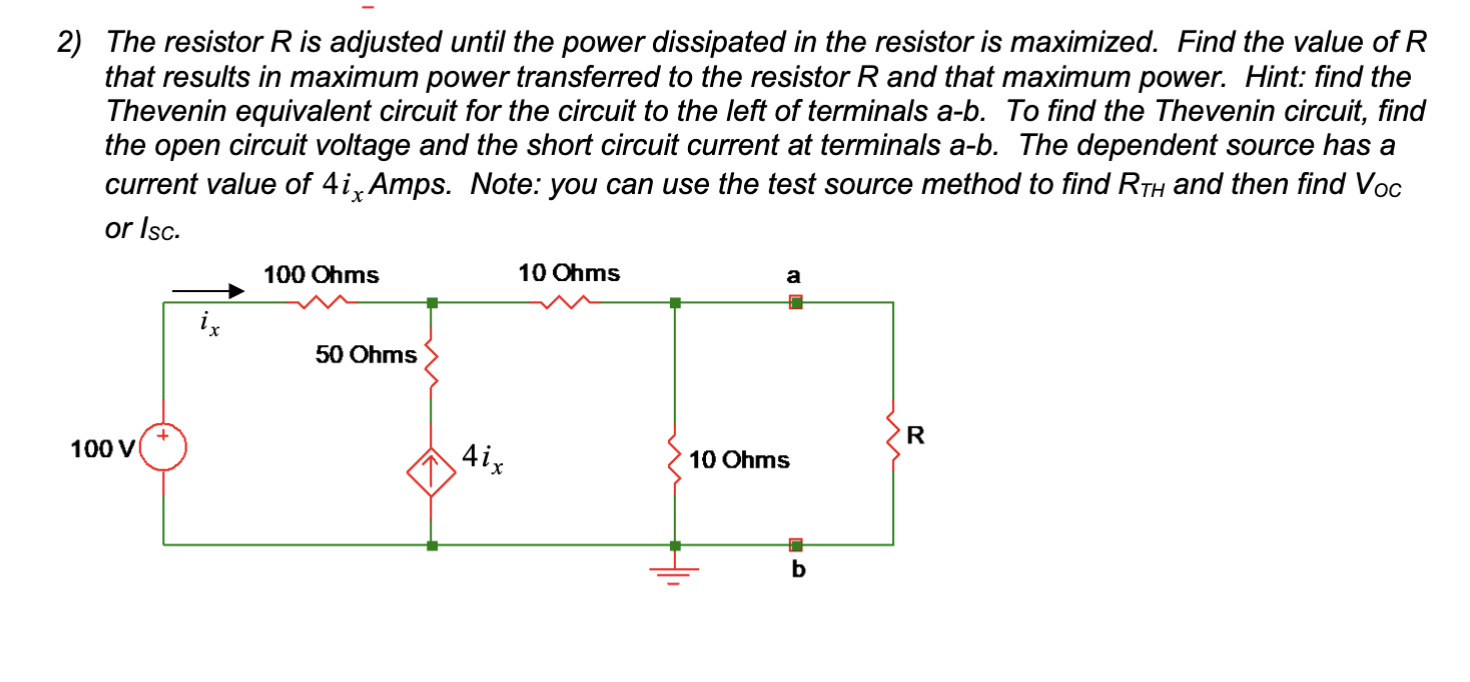Solved The resistor R ﻿is adjusted until the power | Chegg.com