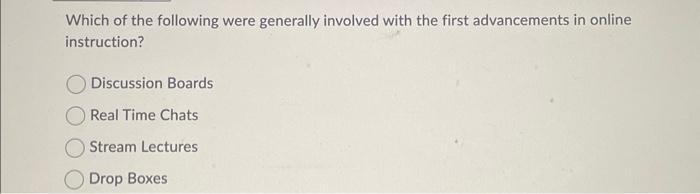 Solved This characteristic of online instruction lists | Chegg.com